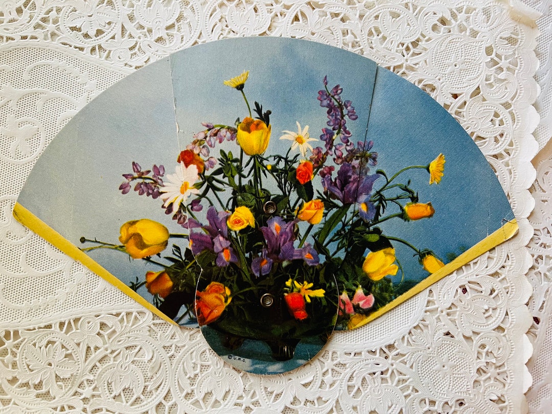 Vintage Advertising Fan Floral Folding Pull Out John Bressmer - Etsy