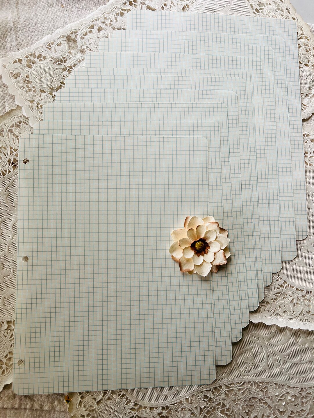 10 PCS Graph Grid Paper, Rounded Corners, 3 Hole, Journaling, Collage ...