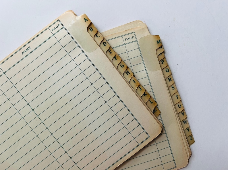 Vintage Alphabetical Dividers on Ledger Paper, Junk Journal Tabs ...