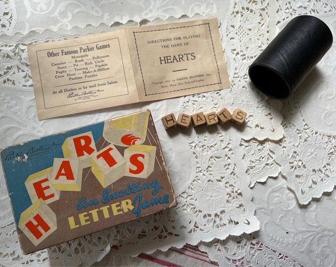 Vintage Hearts Letter Game, Wood Letter Cubes, Parker Brothers, 1910s ...