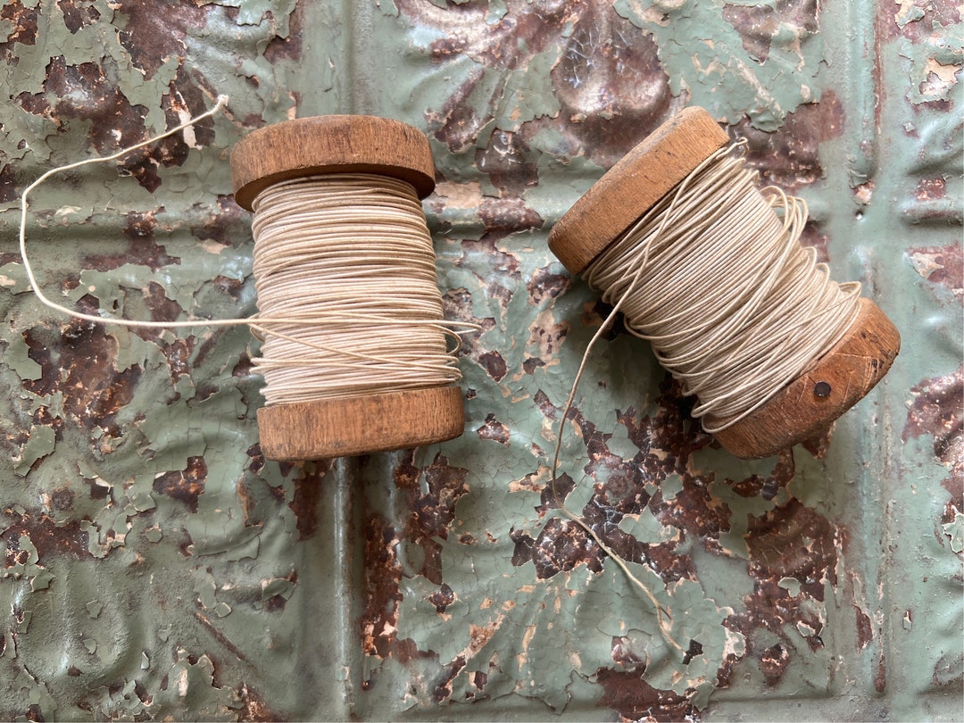 Vintage Rustic Covered Wire on Chunky Wood Spool Salvage - Etsy