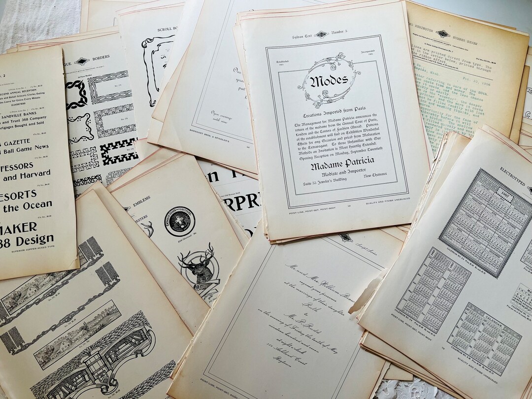 Vintage Ephemera, Type, Lettering, Original 1900s Borders, Font Styles ...