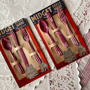 Vintage Toy Silverware, Midget Table Ware Set of Three Pieces on ...