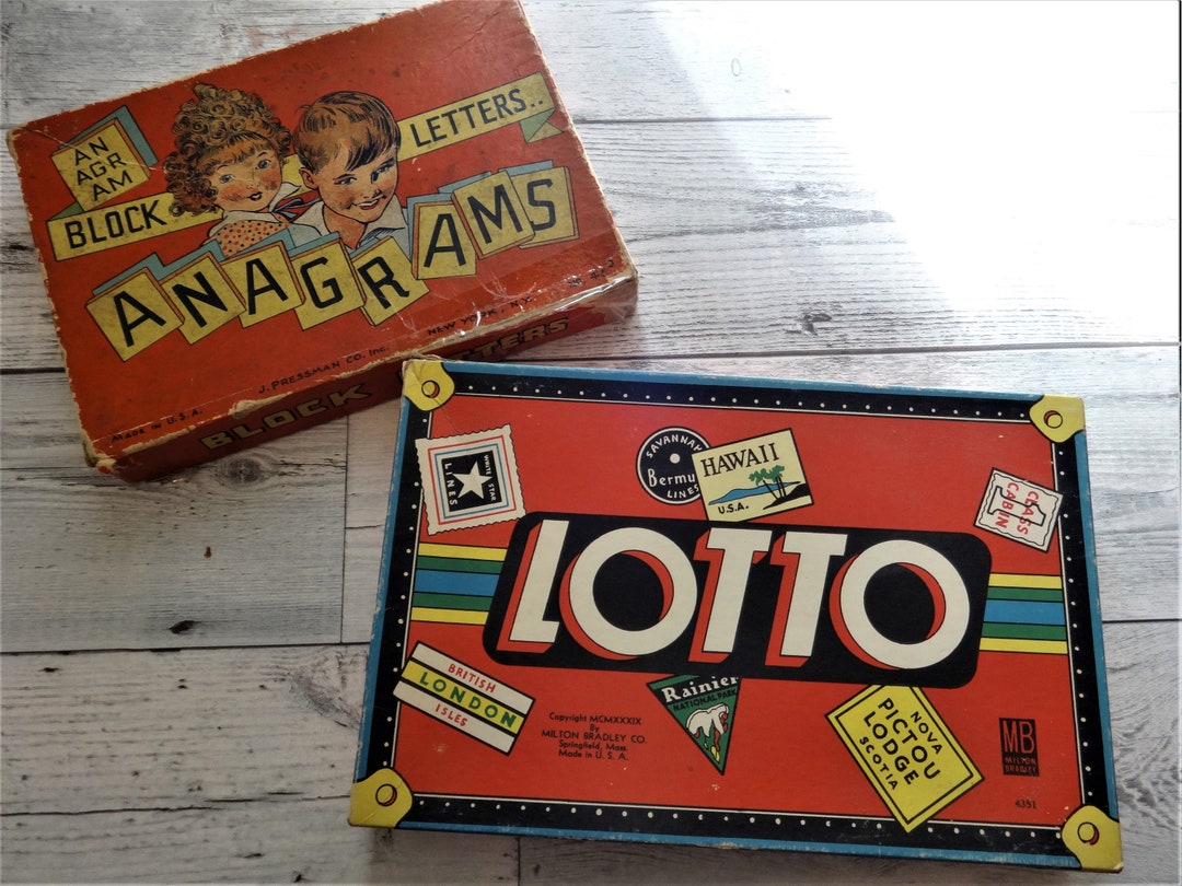 Two Vintage Game Boxes, Boxes Only, Anagrams and Lotto, for Display ...