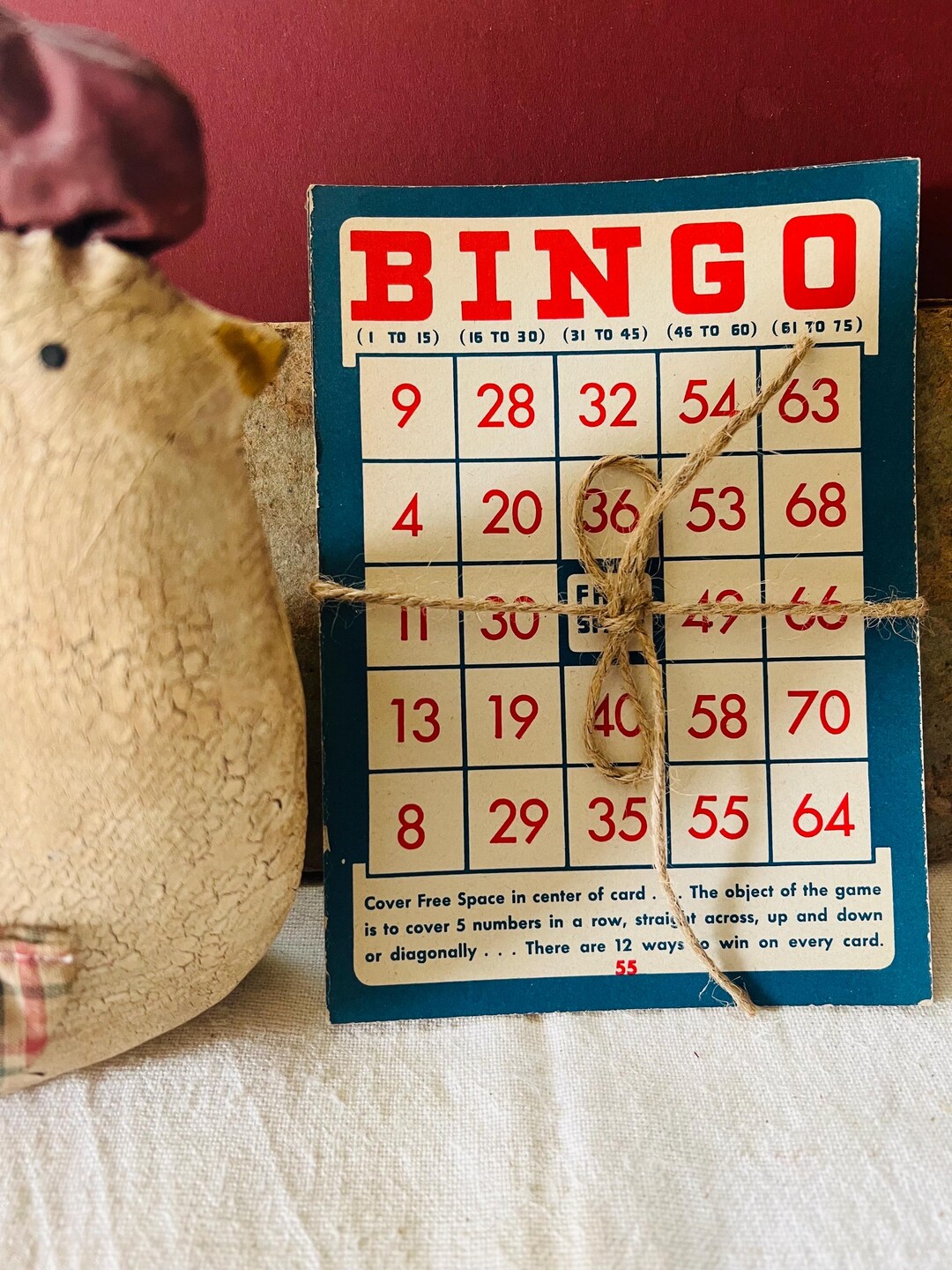 4 Red, White and Blue Bingo Cards, Prim Patriotic Display, Bowl Fillers ...
