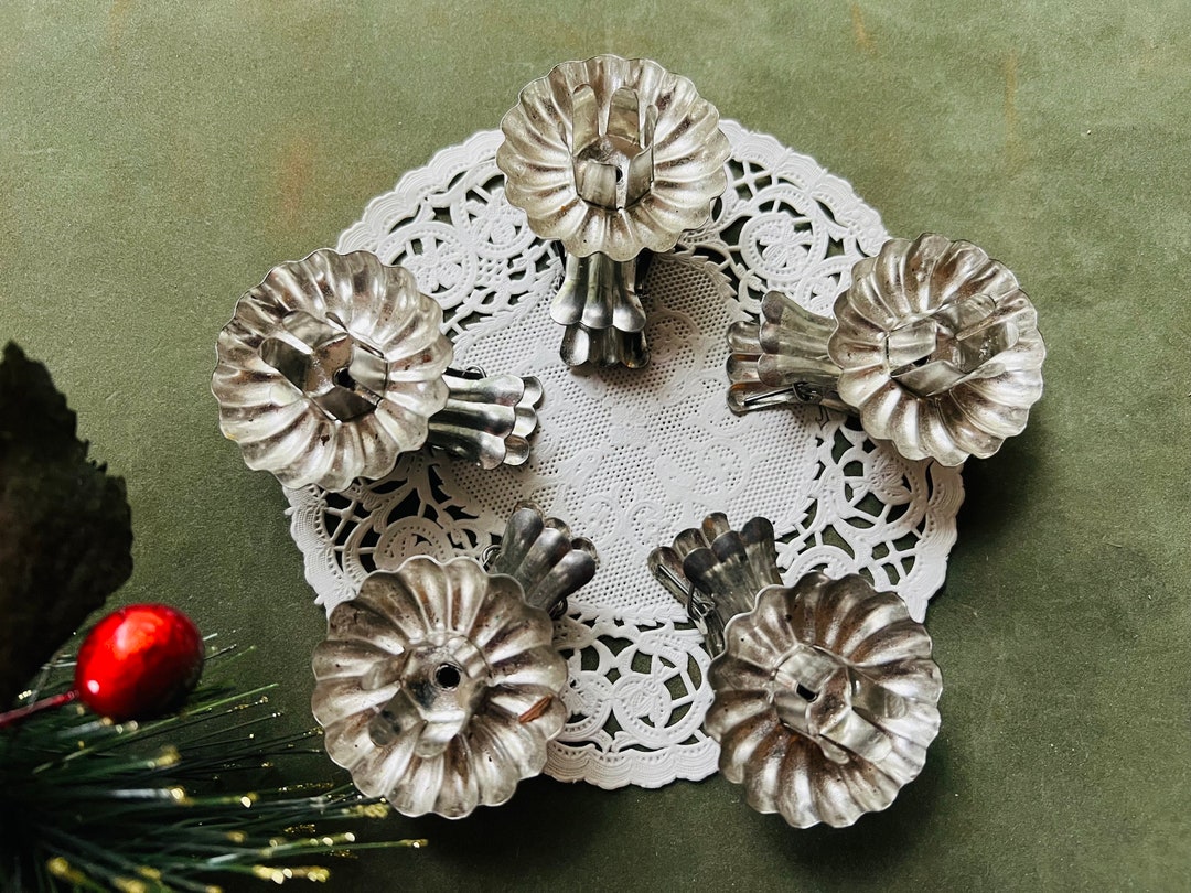 5 Vintage Tin Christmas Tree Candle Clips Holders, Old Fashioned ...