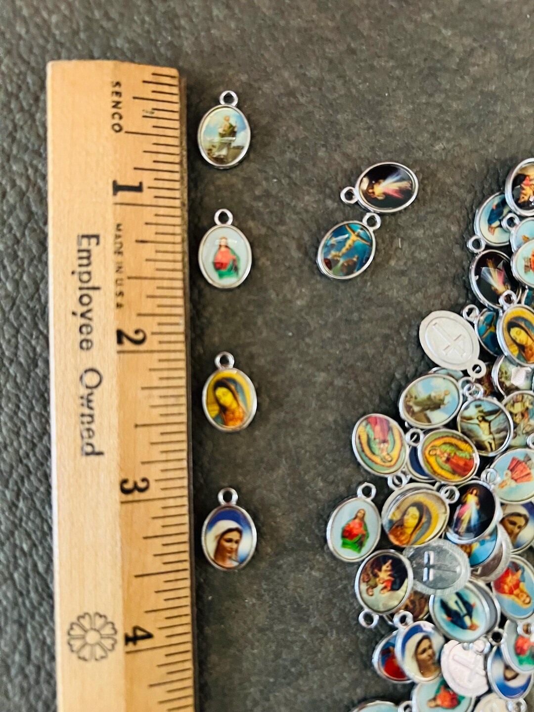 Tiniest Miniature Religious Charms, Set of 12, Silvertone With Cross ...