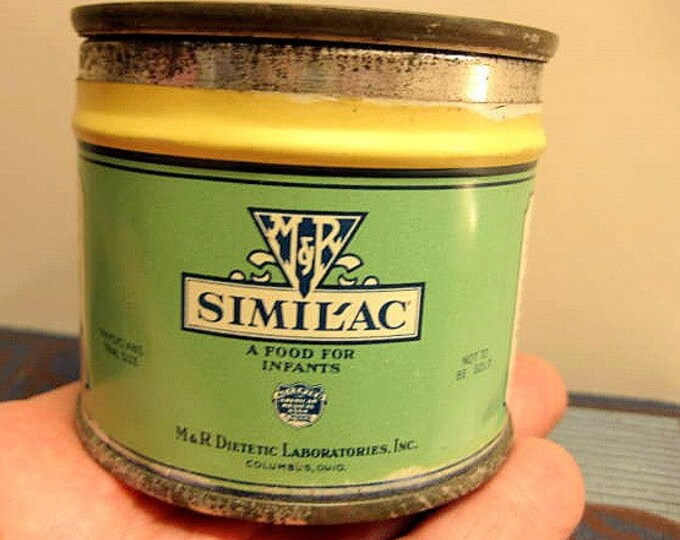 Vintage Mint Green and Buttery Yellow Similac Infants Formula Can With ...