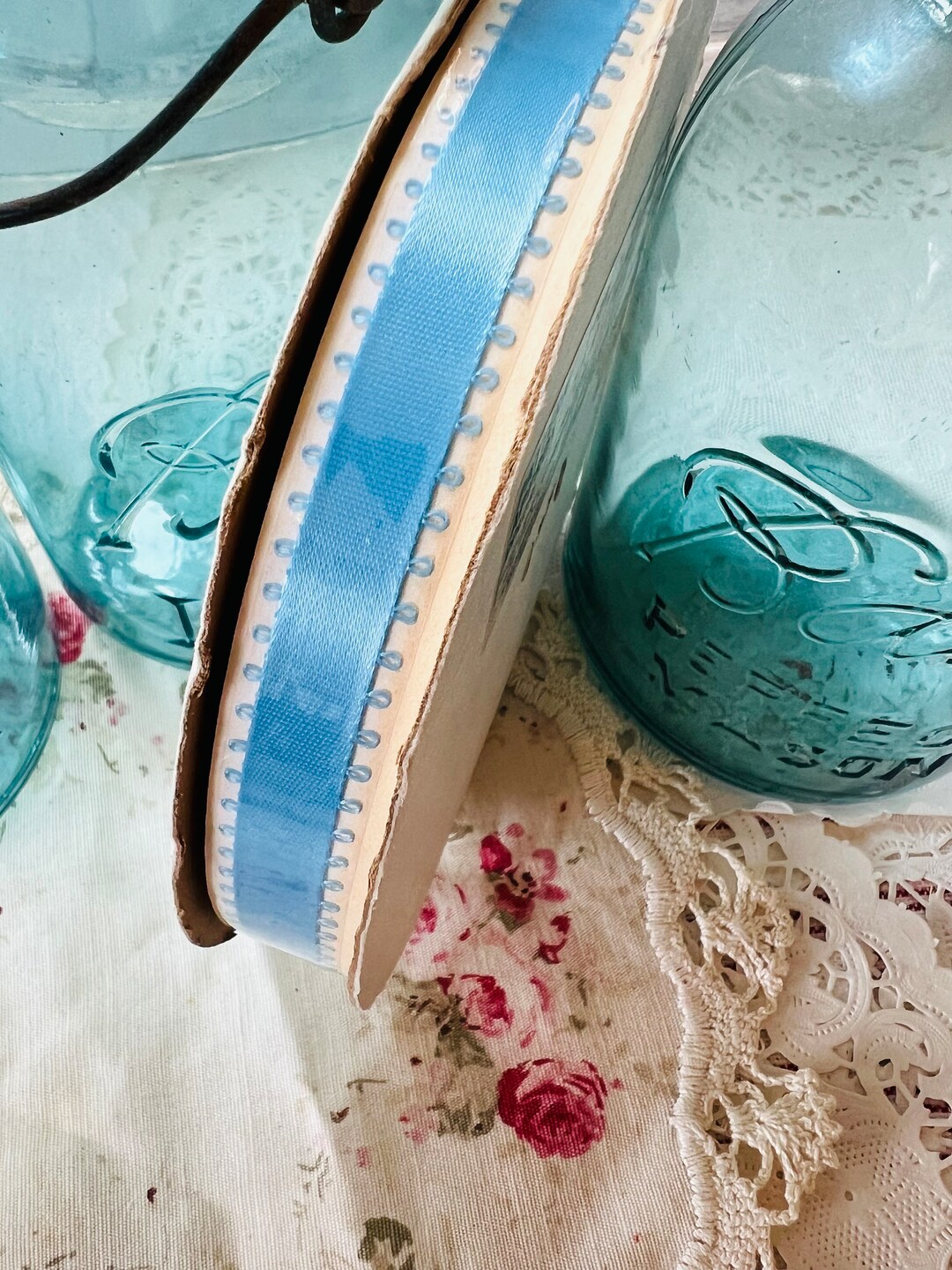 Robin Egg Blue Picot Ribbon 3/8, Entire Roll, 40 Yards, Wedding, Hair ...