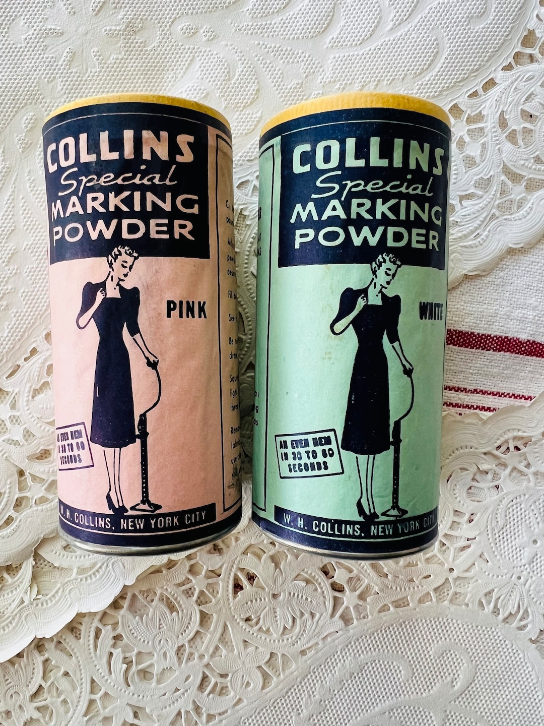 Set of Two Collins Special Marking Powder, One Unused, White and Pink ...