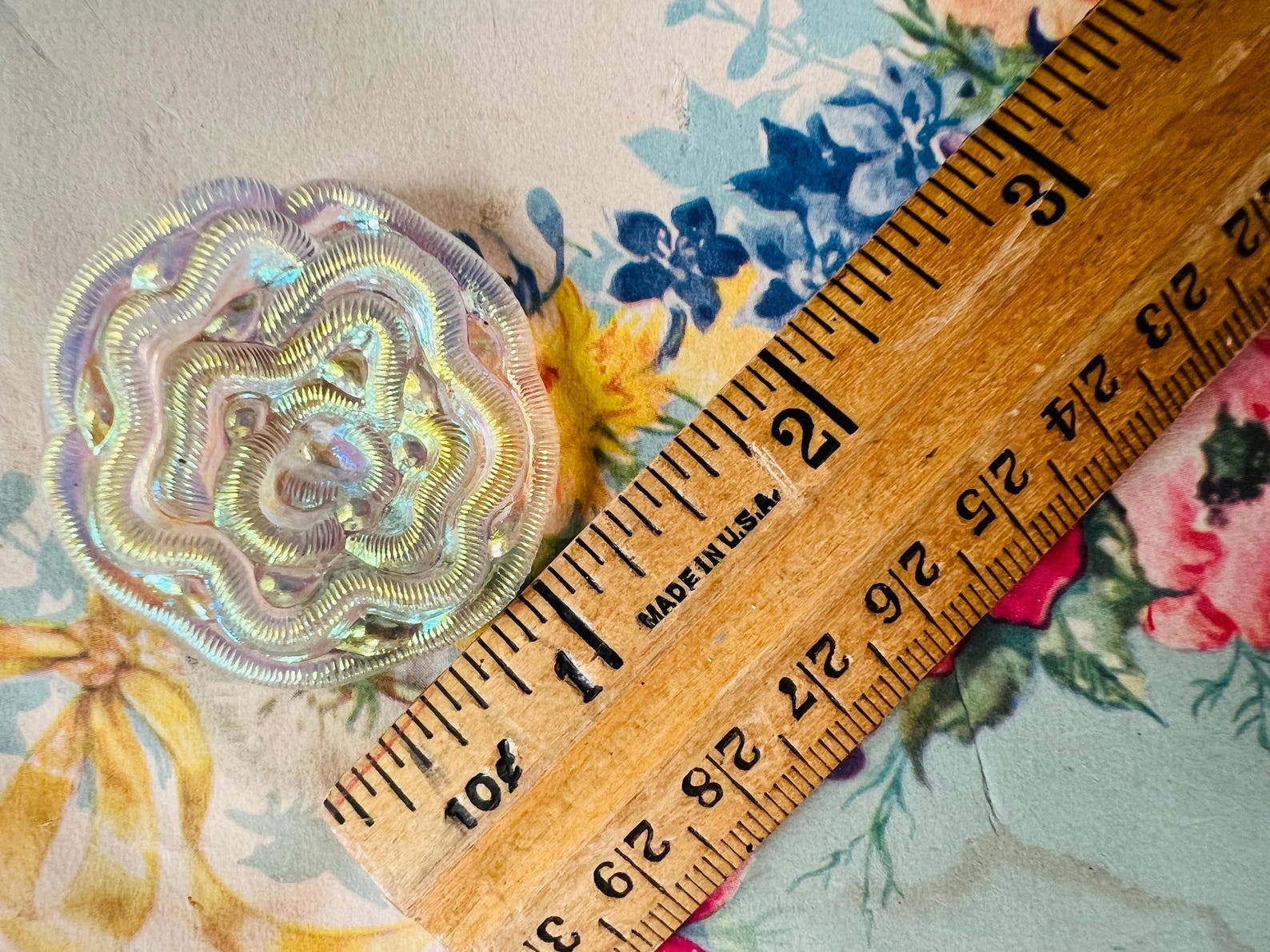 Two Large, Vintage, Clear Plastic With Gold Embellishments Buttons for ...