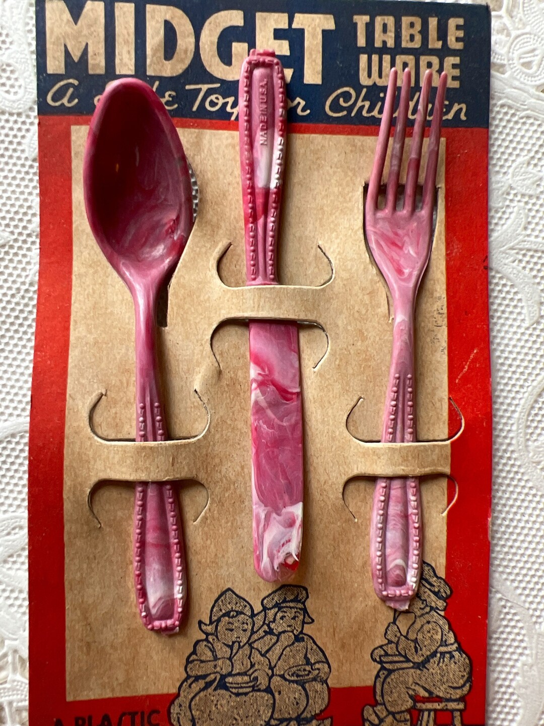Vintage Toy Silverware, Midget Table Ware Set of Three Pieces on ...