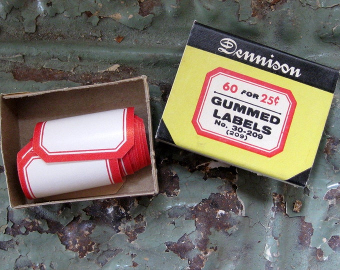 Vintage Dennison Gummed Labels, No 209, 54 Pieces Red Border Labels - Etsy