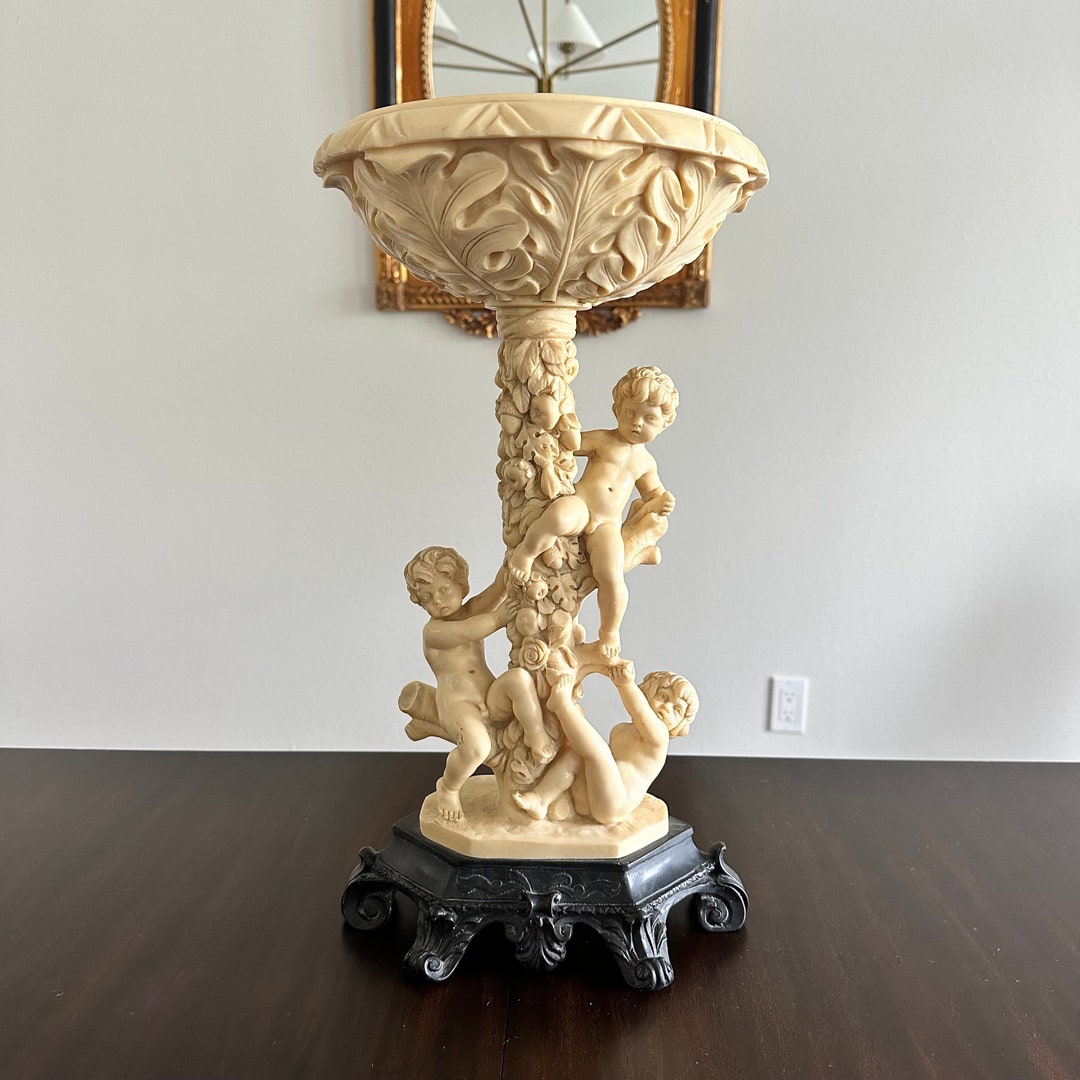 Cast Alabaster/resin Italian Cherub Statue Signed ‘A. Santini’ - Etsy