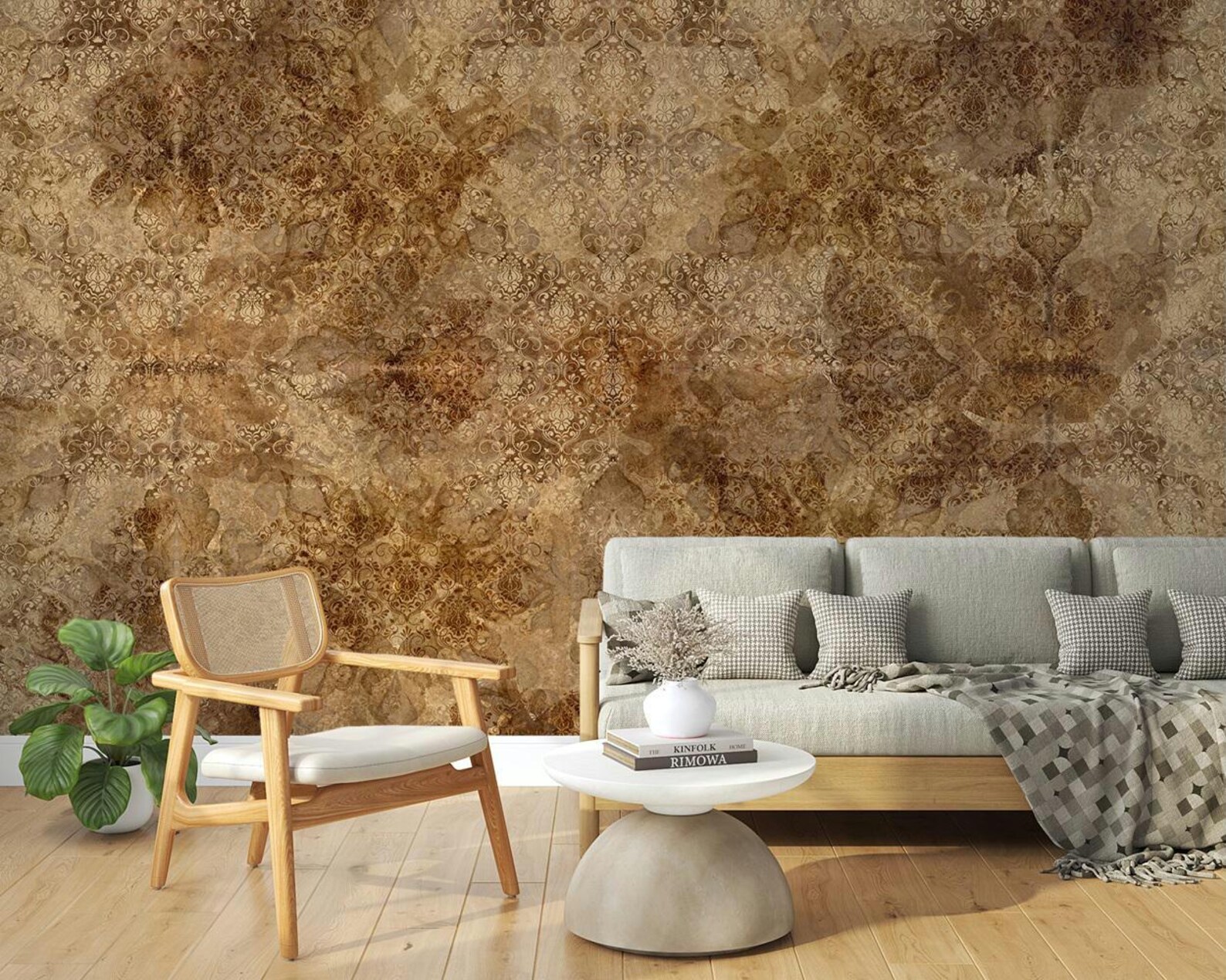 Ornate Gold Damask Wallpaper, Rustic Baroque Floral Wall Mural - Etsy