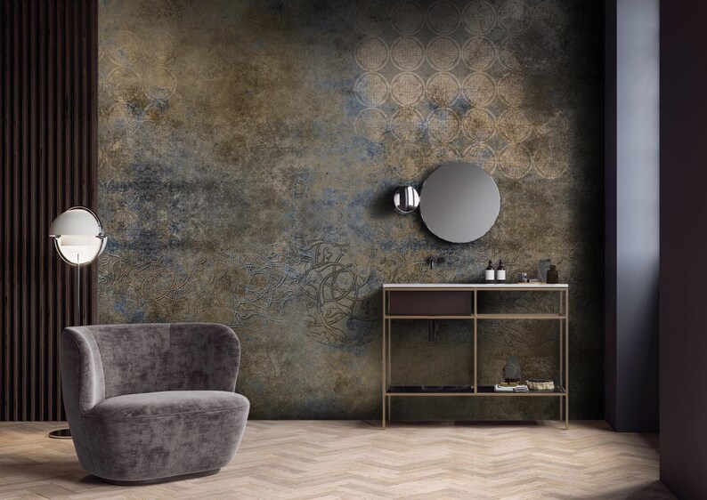 Vintage Chic Blue and Gold Wallpaper for Classic Home Design| Rustic ...