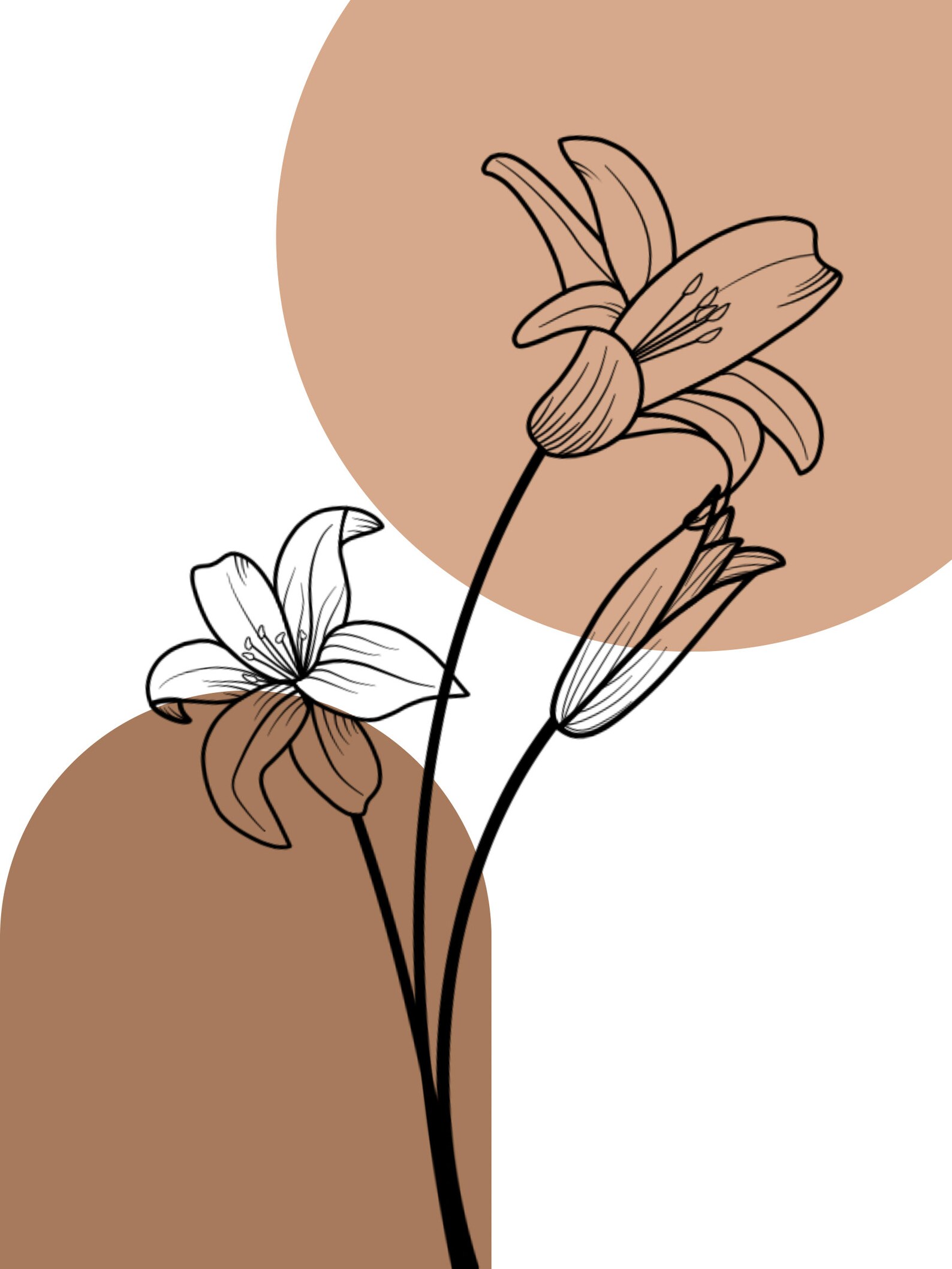 Modern Lilies Line Art Print: Nature's Embrace Decor (digital Download ...
