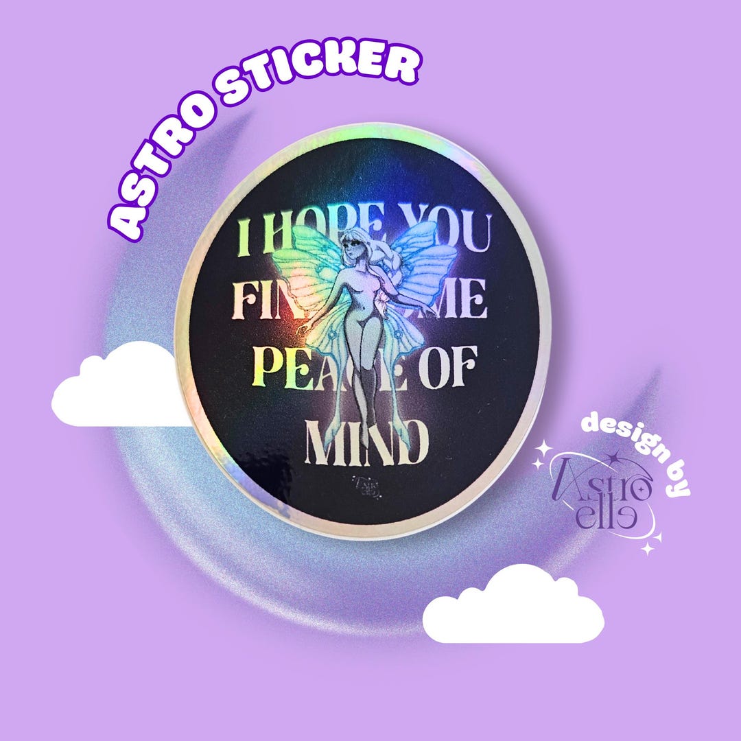 Moth Girl Sticker Holographic Blue Girl With Moth Wings and “I Hope You ...