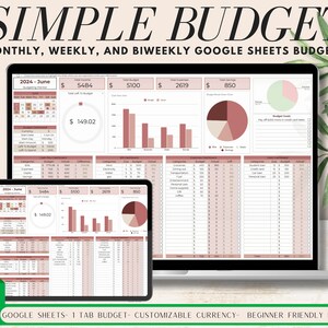 Budget Planner Google Sheets Monthly Budget Spreadsheet Weekly Paycheck ...