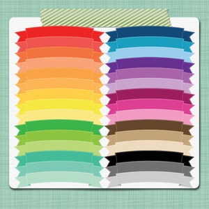 Colorful Stitched Ribbon Banners clipart for digital | Etsy
