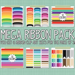 Colorful Stitched Ribbon Banners clipart for digital | Etsy