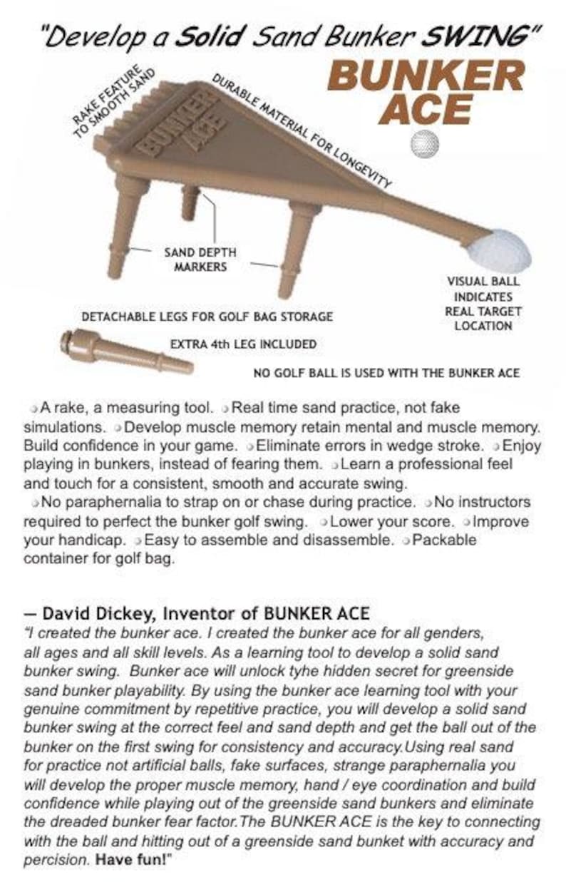 BUNKER ACE Golf Training Practice Tool for Sand Bunker and Chipping - Etsy