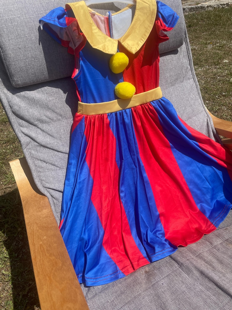 Girls' Pomni Clown Dress Costume: Digital Circus Cosplay, Gloves ...