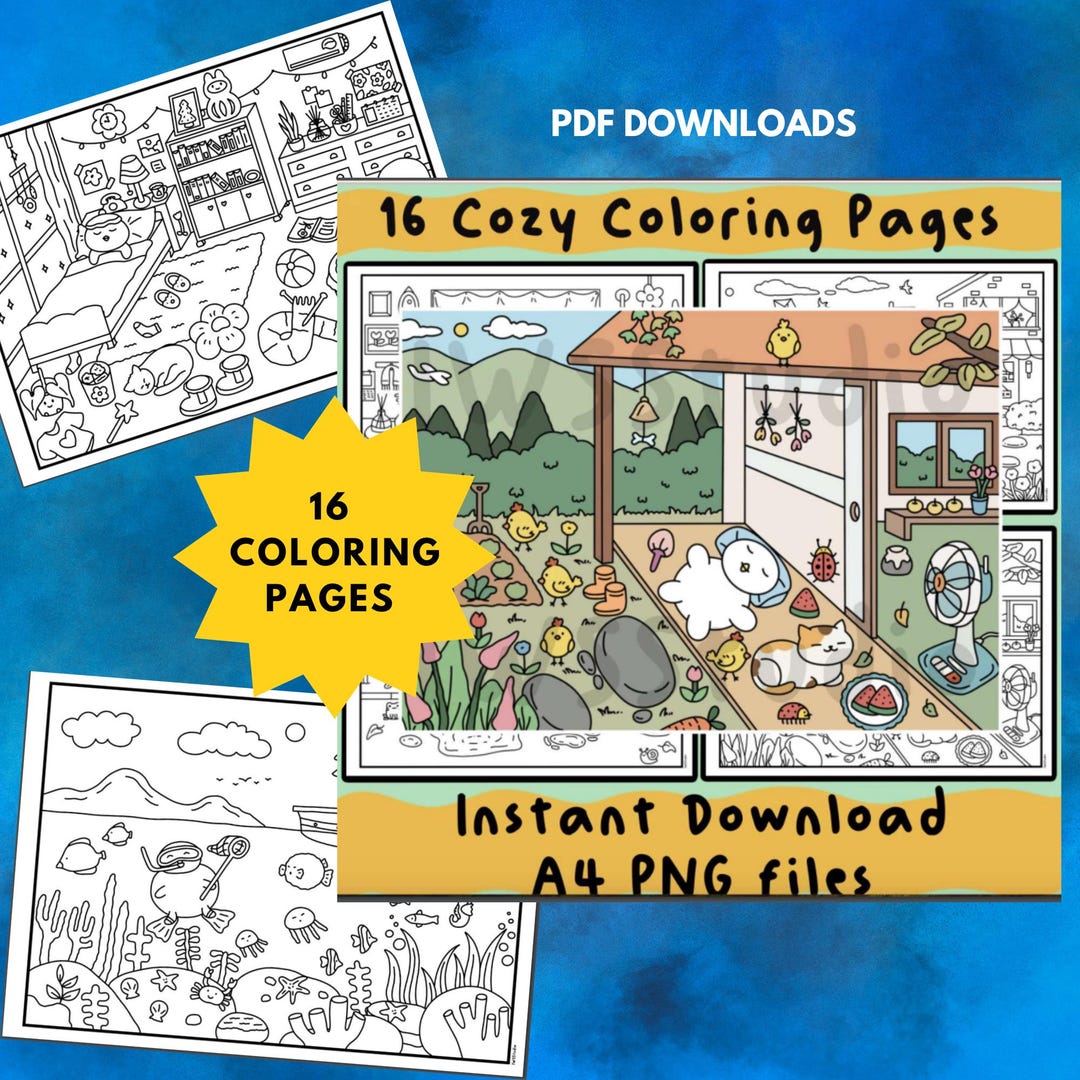 Cozy Coloring Page / Cute Coloring Pages / Super Cute Animal Characters ...