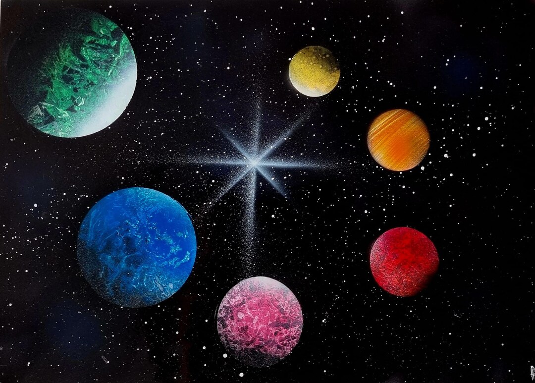Spiral Planets - Spray Paint Art - Etsy
