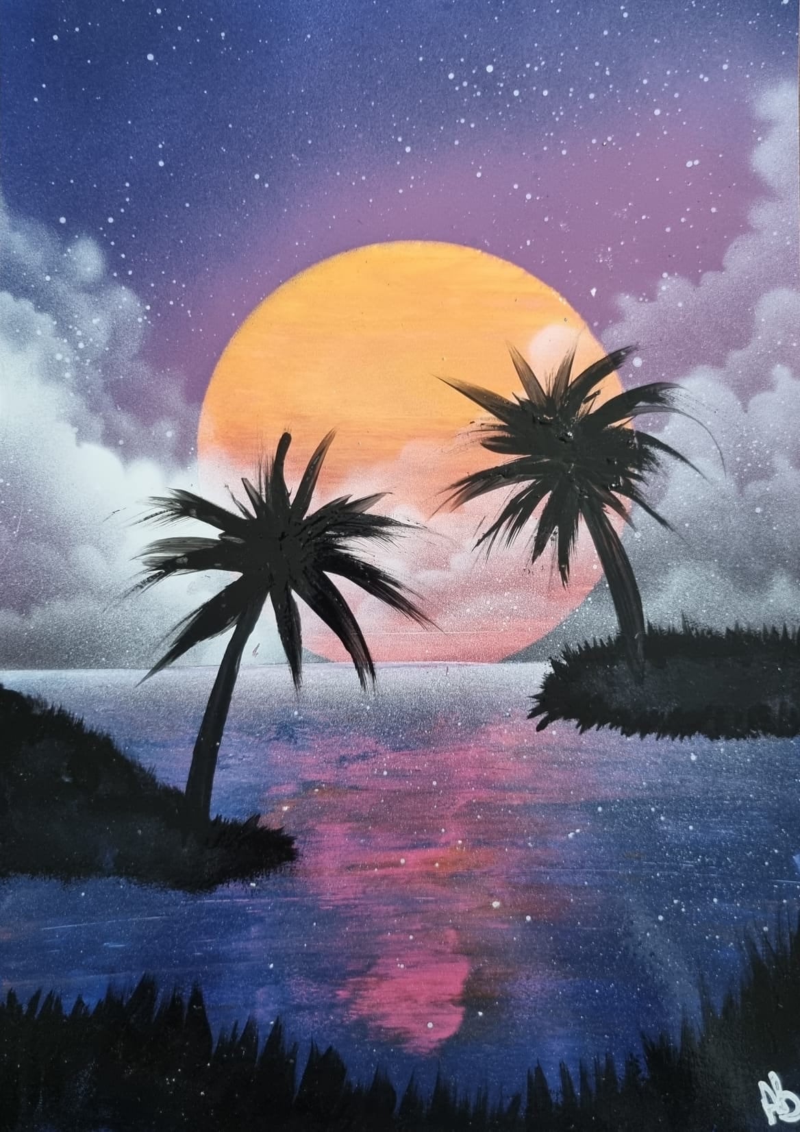 Tropical Sunset - Spray Paint Art - Etsy