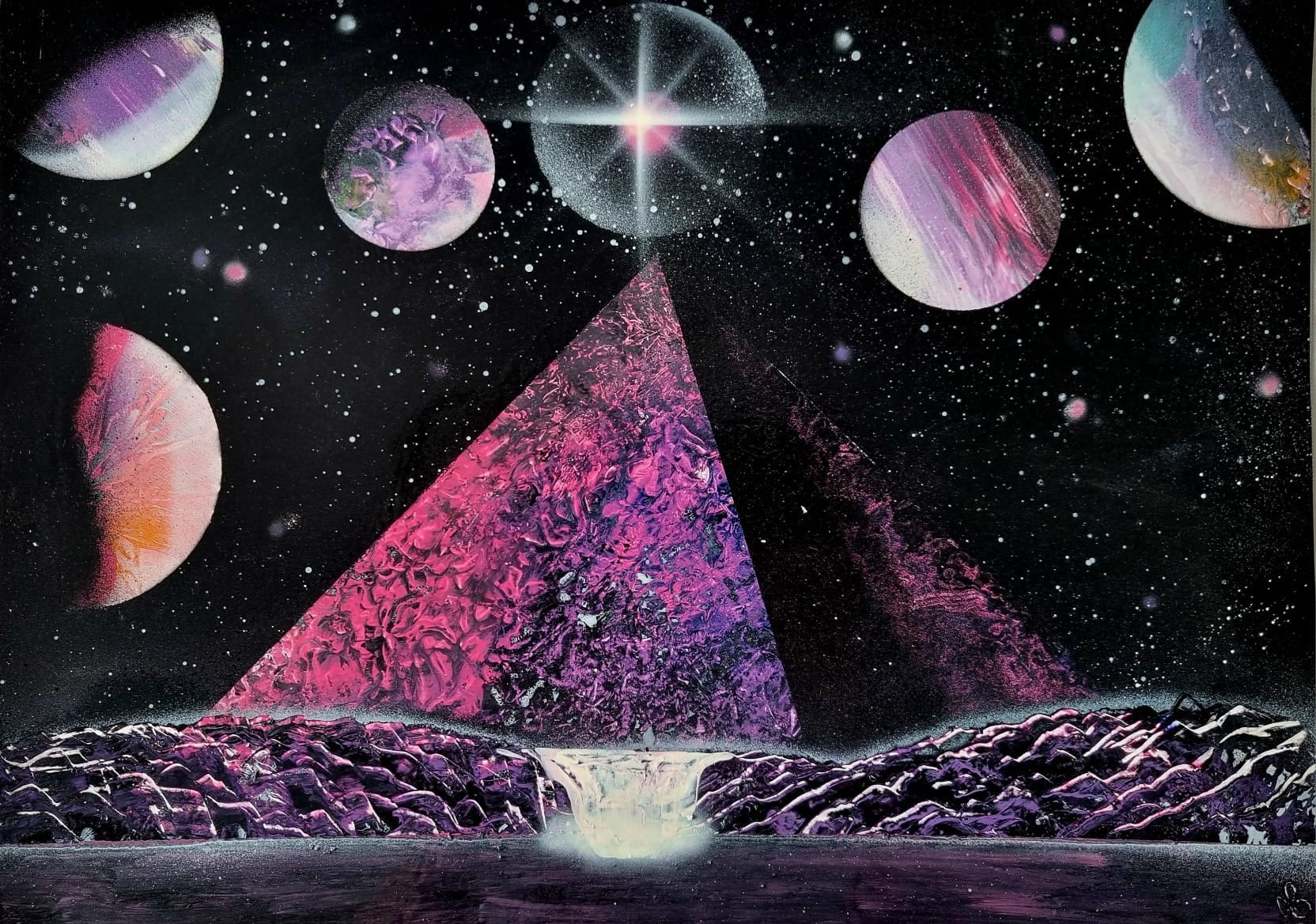 Pink Space Pyramid - Spray Paint Art - Etsy