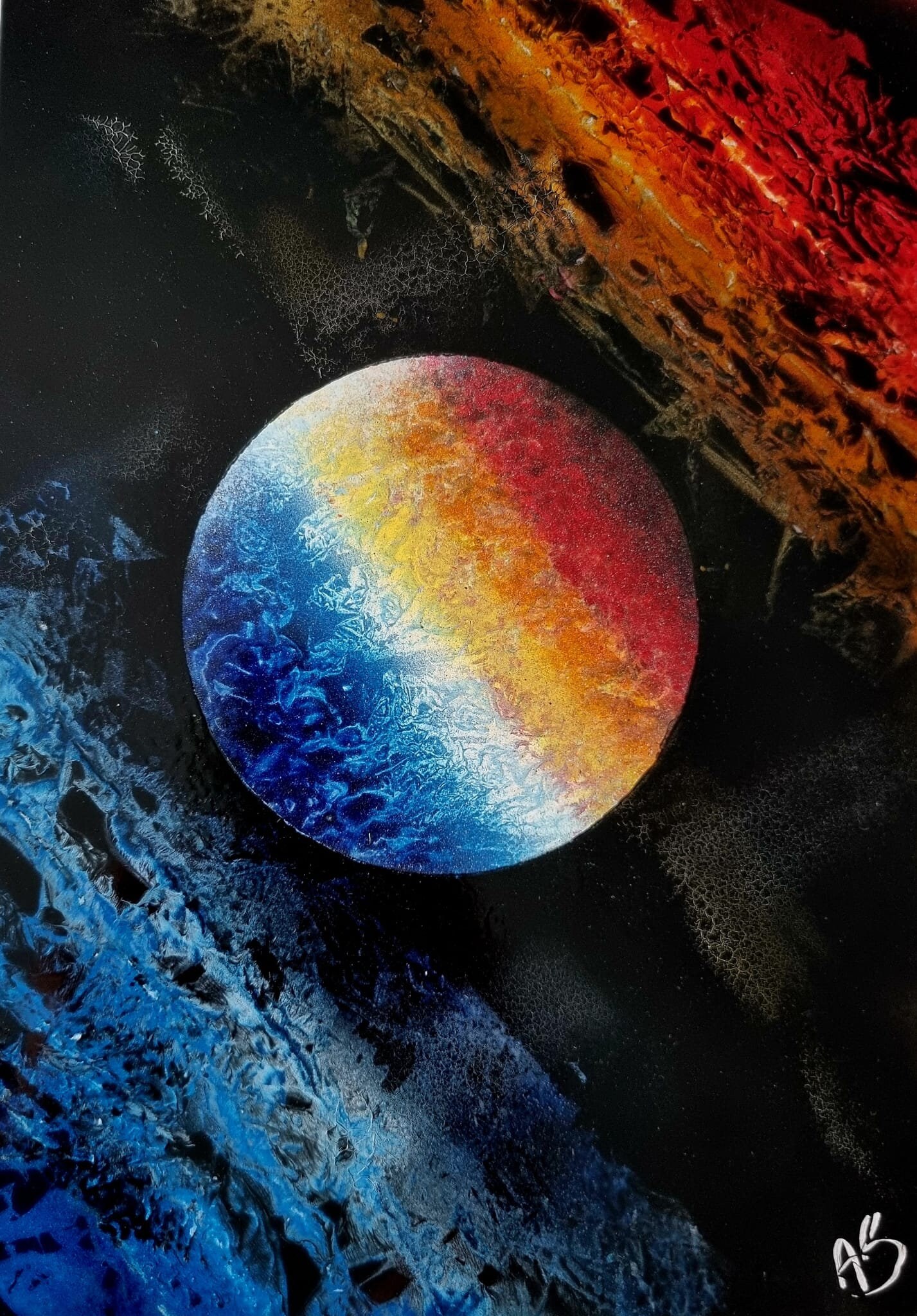 Fire & Ice Planet Spray Paint Art - Etsy