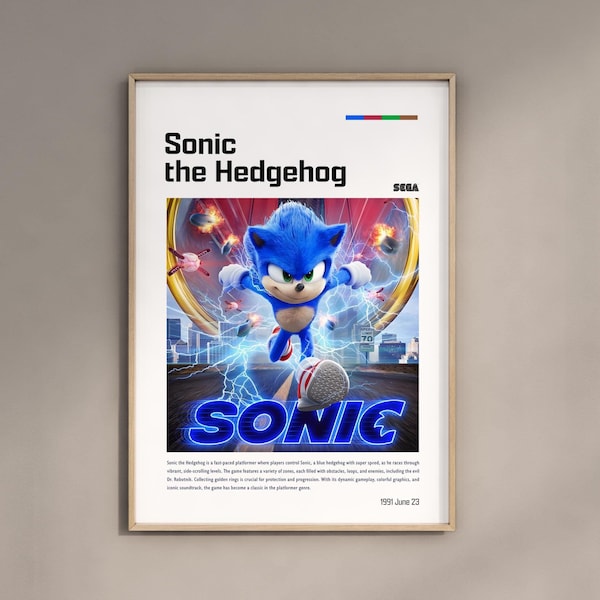 Sonic the hedgehog poster - Etsy Polska