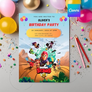 Editable Brawl Stars Birthday Invitation Brawl Stars Invitation Brawl ...