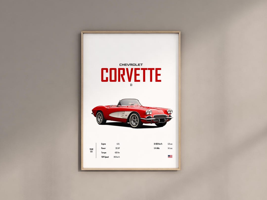 Chevrolet Corvette C1 Car Poster: Kids Room Decor (digital Download) - Etsy