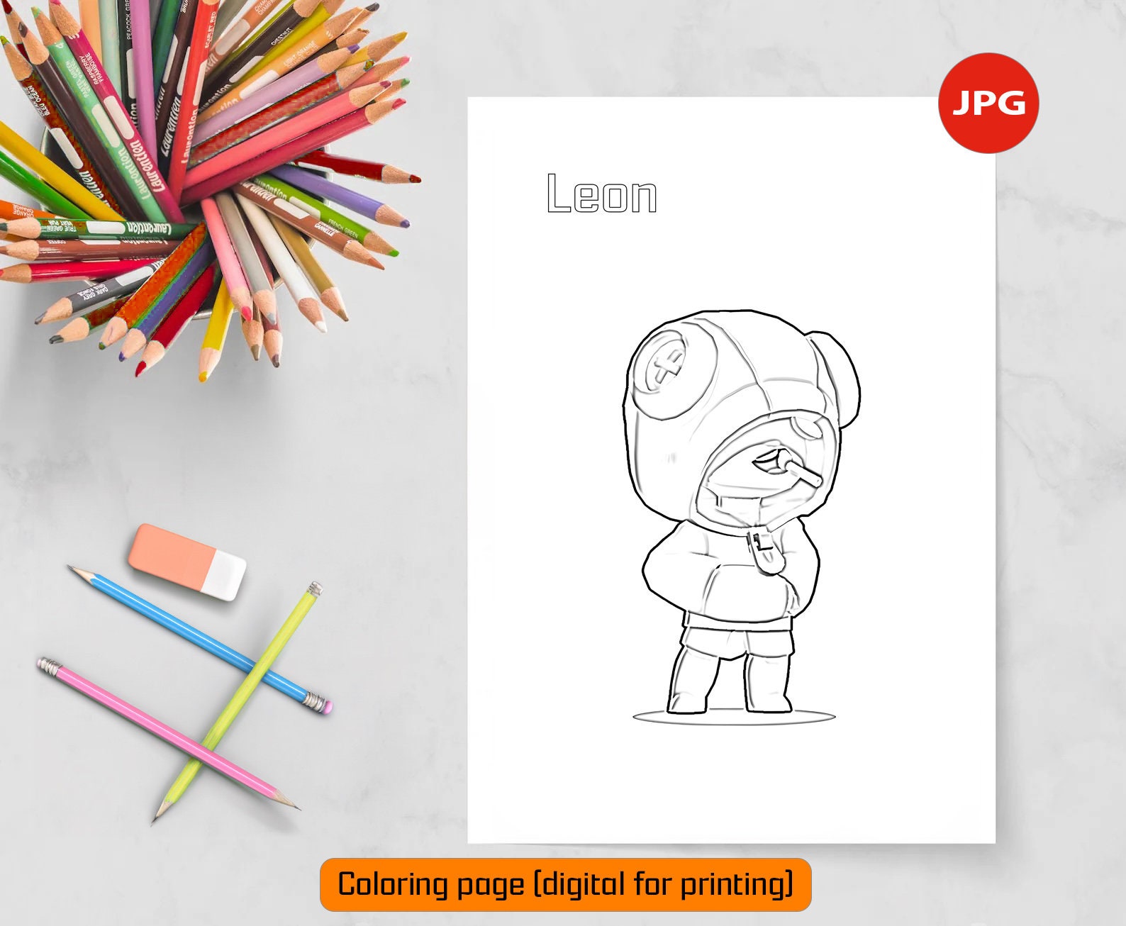 Leon Coloring Page Brawl Stars Digital Poster Brawl Stars Clipart Brawl ...