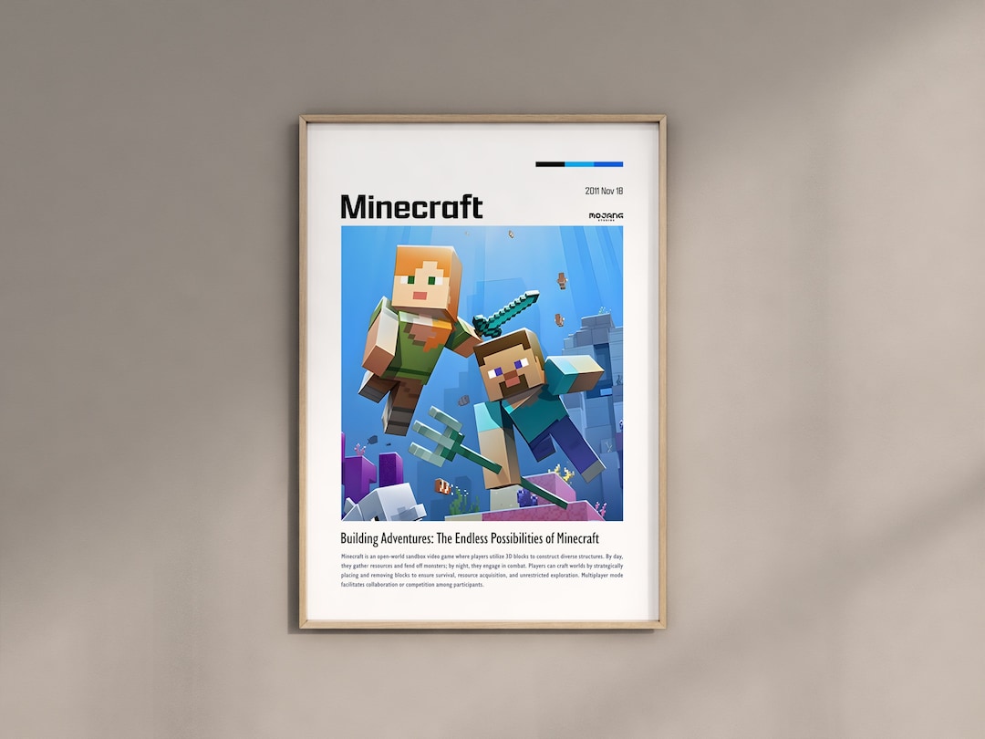 Minecraft Poster Gaming Room Poster Print Game Video Games Digital ...