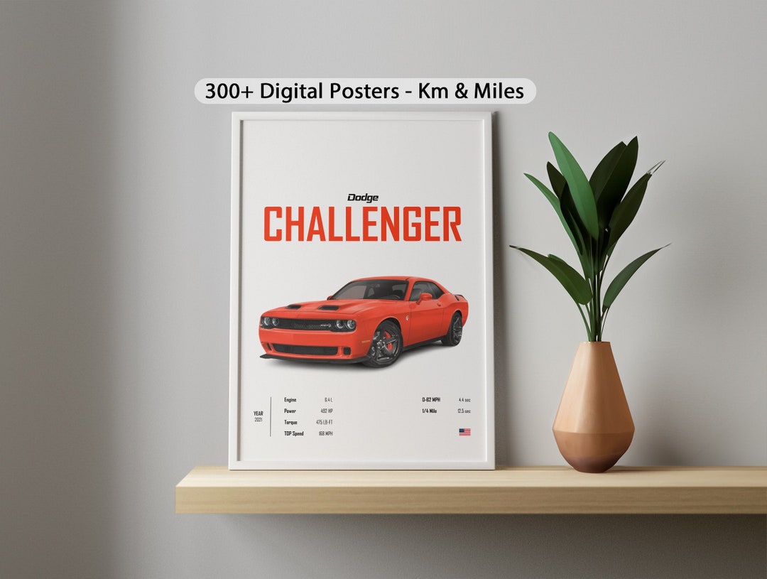 Dodge Challenger Poster Car Poster 2024 Prints Muscle Kids Boys Husband ...