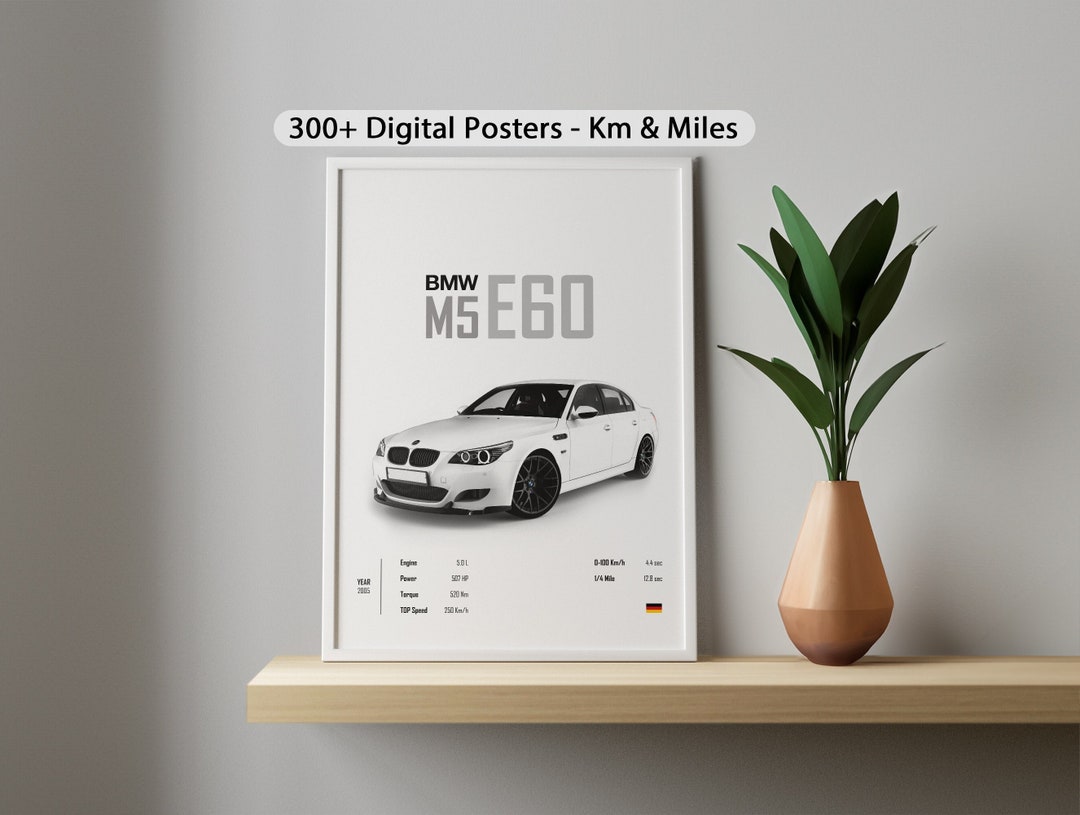 BMW E60 M5 Car Illustration Poster: Automotive Wall Art (digital ...
