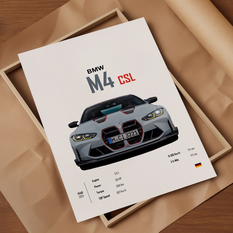 BMW M4 CSL G82 Car Poster Set: Automotive Wall Art (digital Download ...