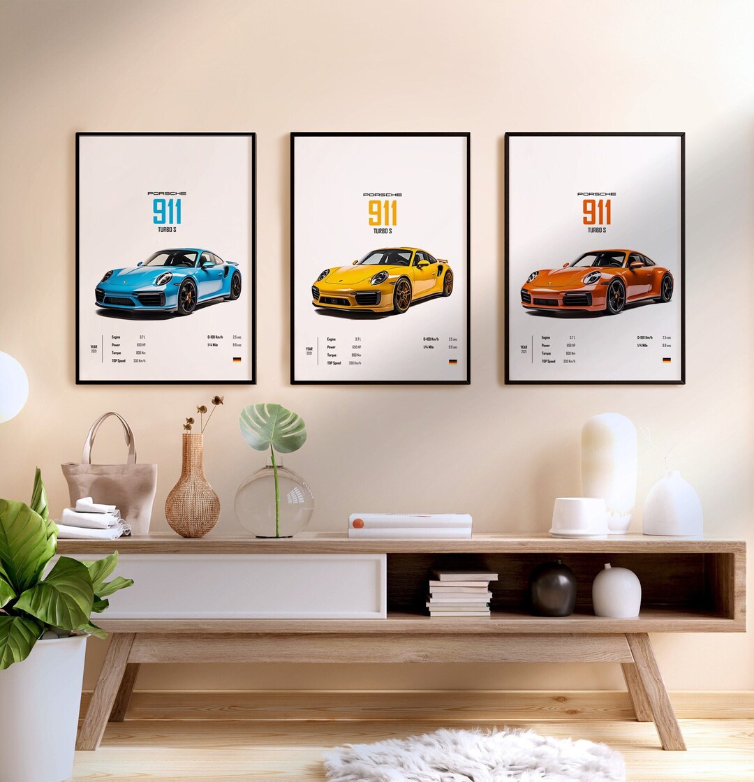 Porsche 911 Turbo S 992 Poster Set: Car Enthusiast Wall Art (digital ...