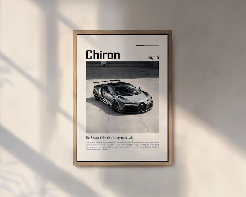Bugatti Chiron Car Poster Digital Download Supercar Prints Wall Decor ...
