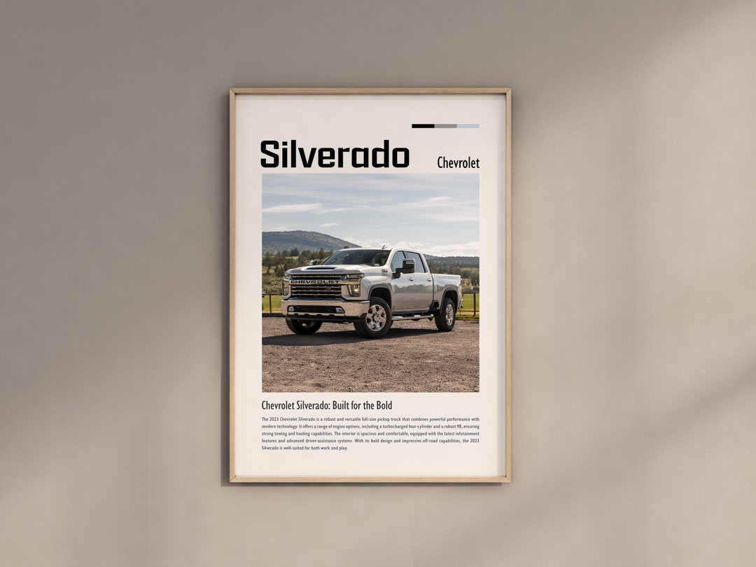 Chevrolet Silverado Poster Car Digital Prints Logo Corvette Wall Kids ...