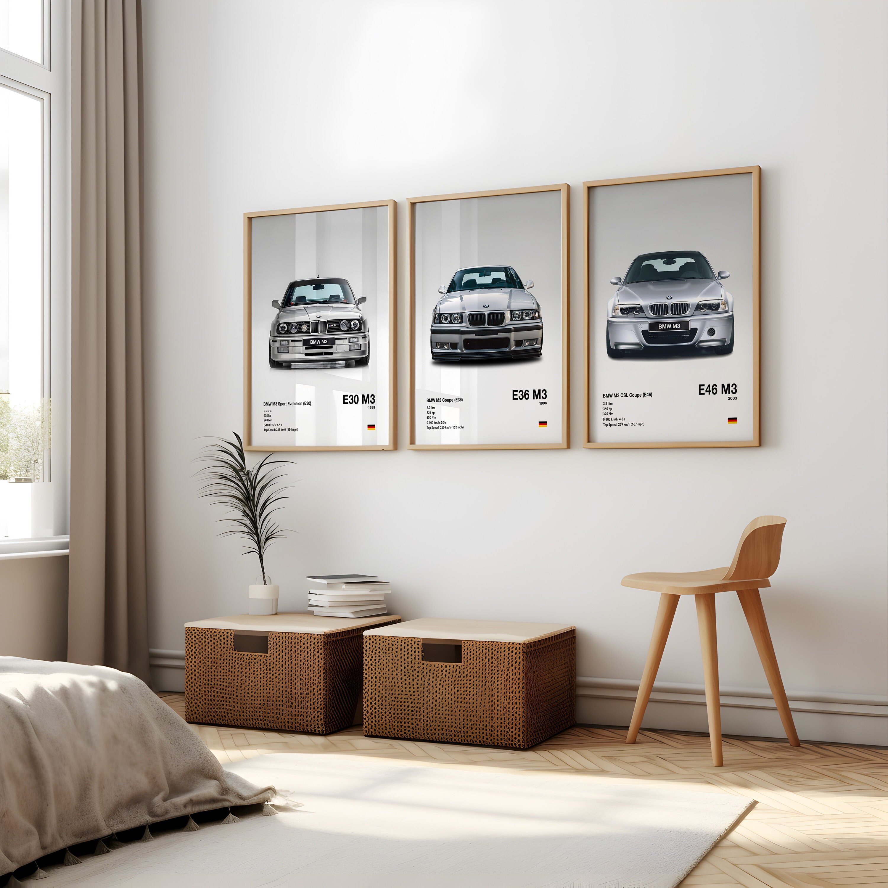 BMW M3 Poster Set: E30, E36, E46 Illustration (digital Download) - Etsy