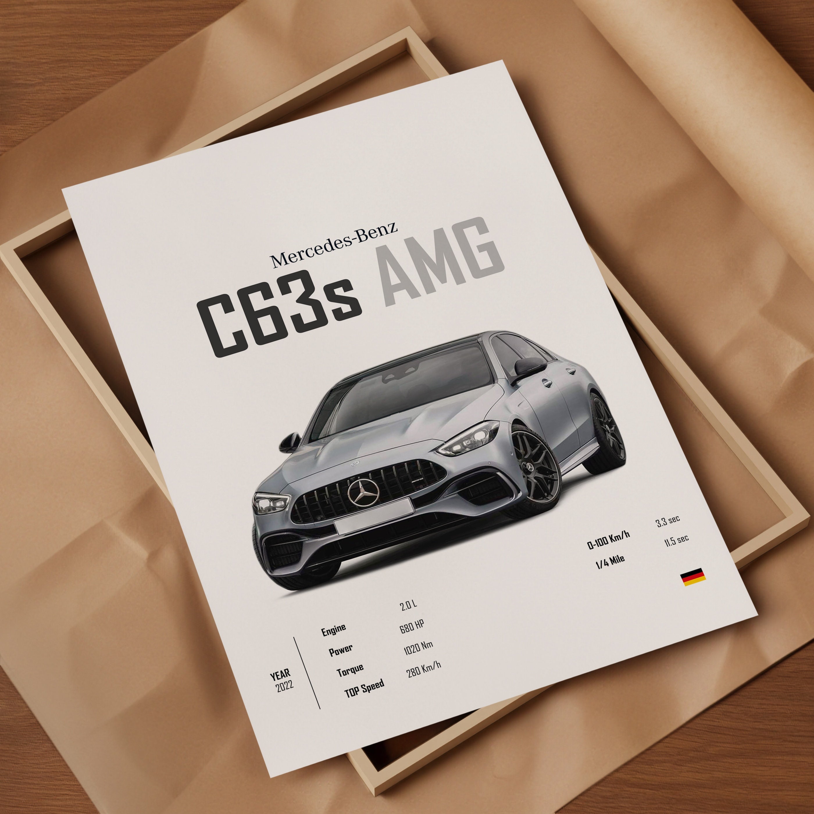 Mercedes C63 AMG Car Poster Digital Car Portrait Prints Wall Kids Boys ...