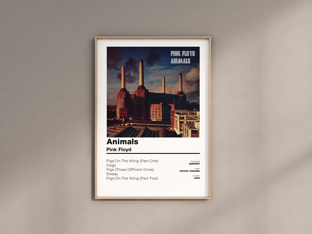 Pink Floyd Poster, Digital Pink Floyd Print, the Animals Album Poster ...