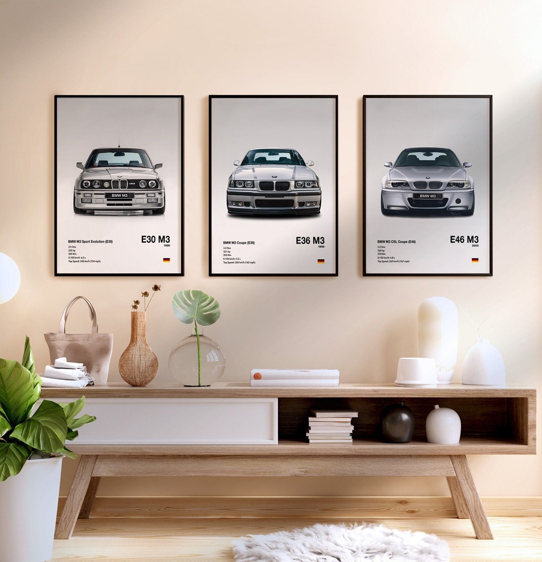 BMW M3 Poster Set: E30, E36, E46 Illustration (digital Download) - Etsy UK
