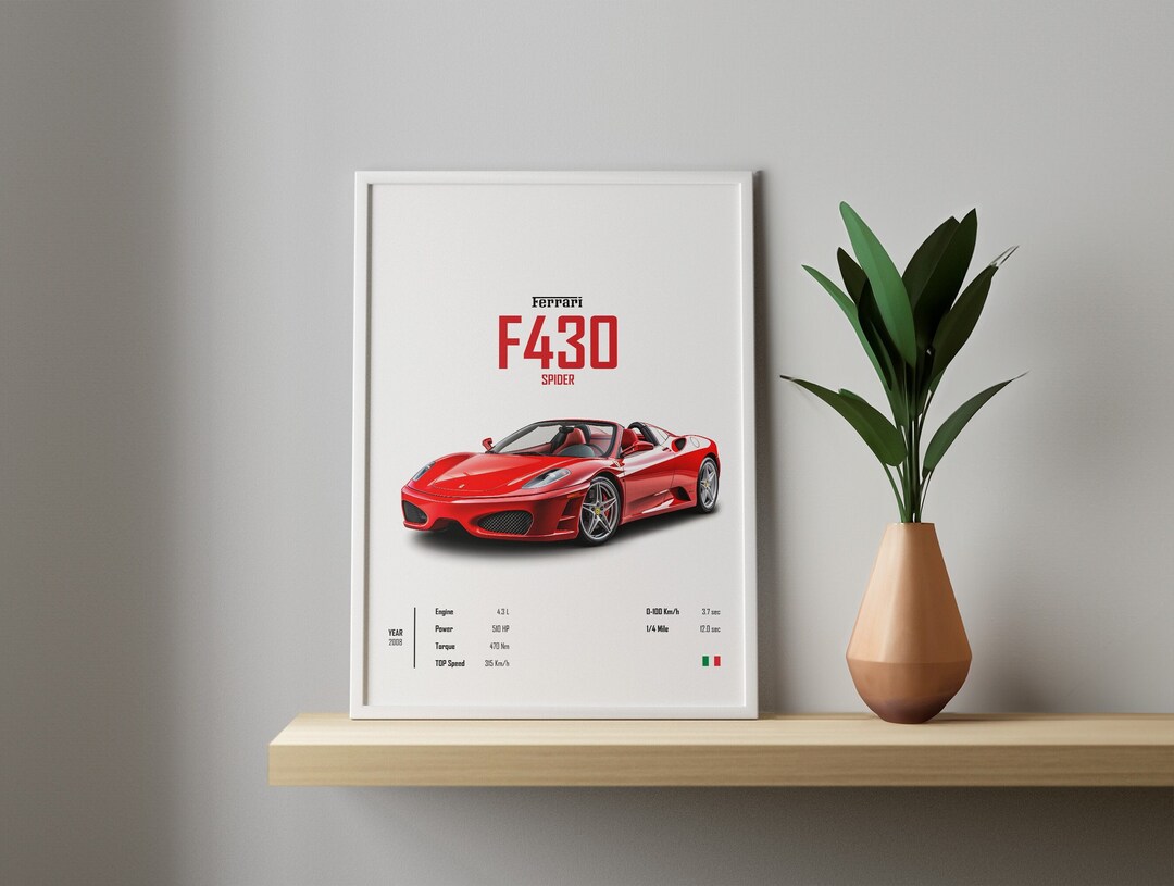 Ferrari F430 Spider 2008 Car Poster Digital Printable Download Wall Art ...