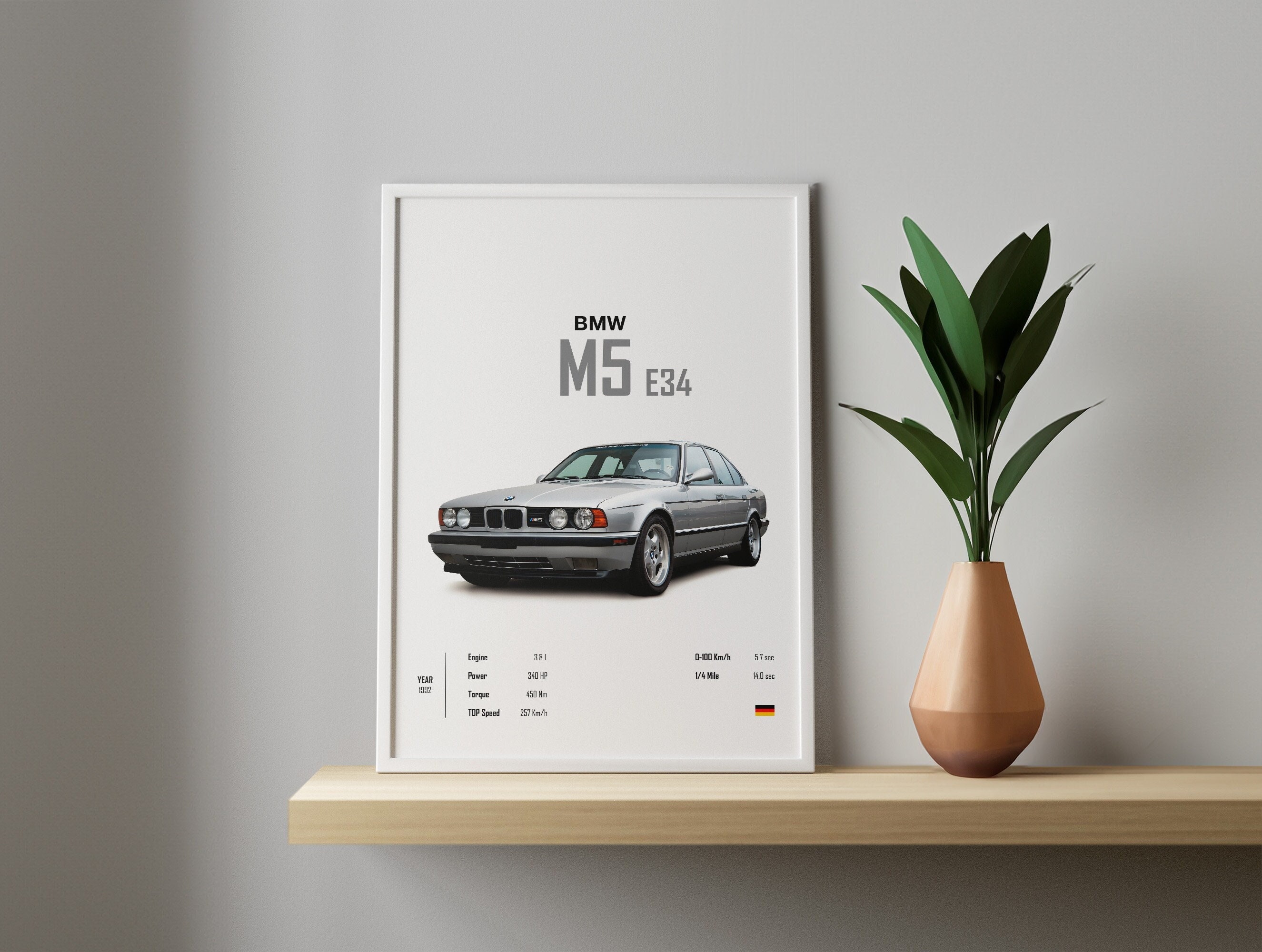 BMW M5 E34 Car Poster Digital Download Print Printable Wall Art Decor ...