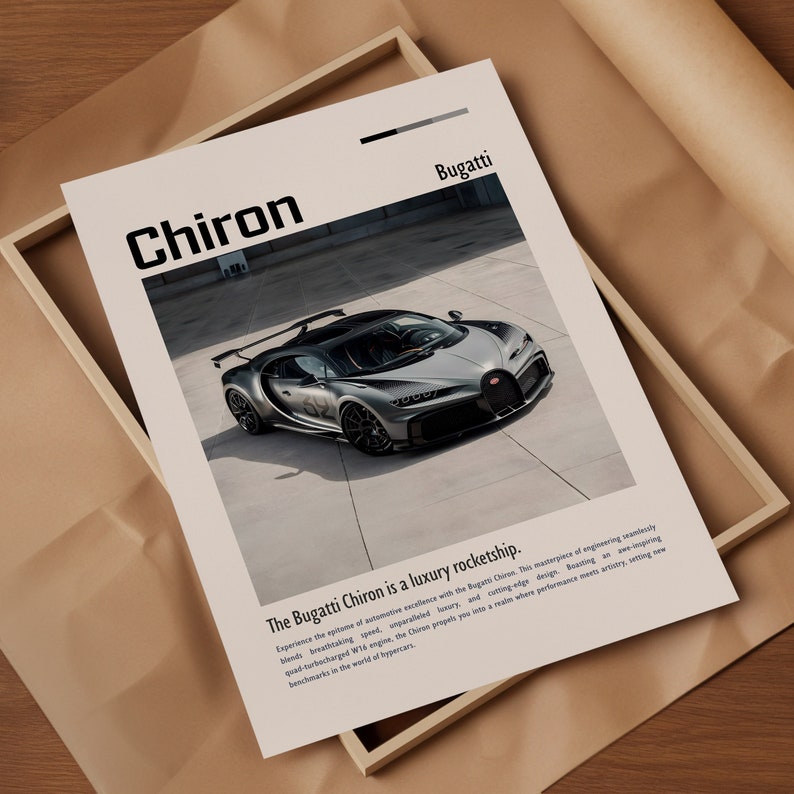 Bugatti Chiron Car Poster Digital Download Supercar Prints Wall Decor ...